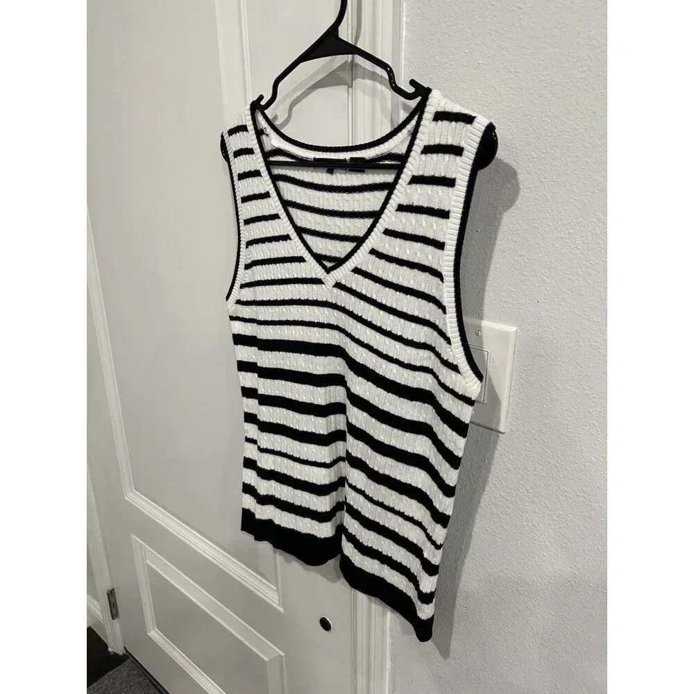 JEANNE PIERRE | Tops | Jeanne Pierre Black White Striped Knit Sweater ...